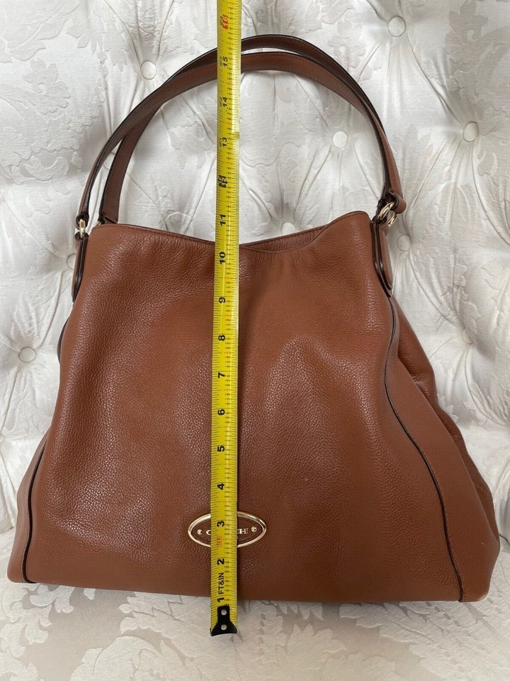 COACH Edie Genuine Leather 3 Compartment Shoulder Bag #33547 Brown ...
