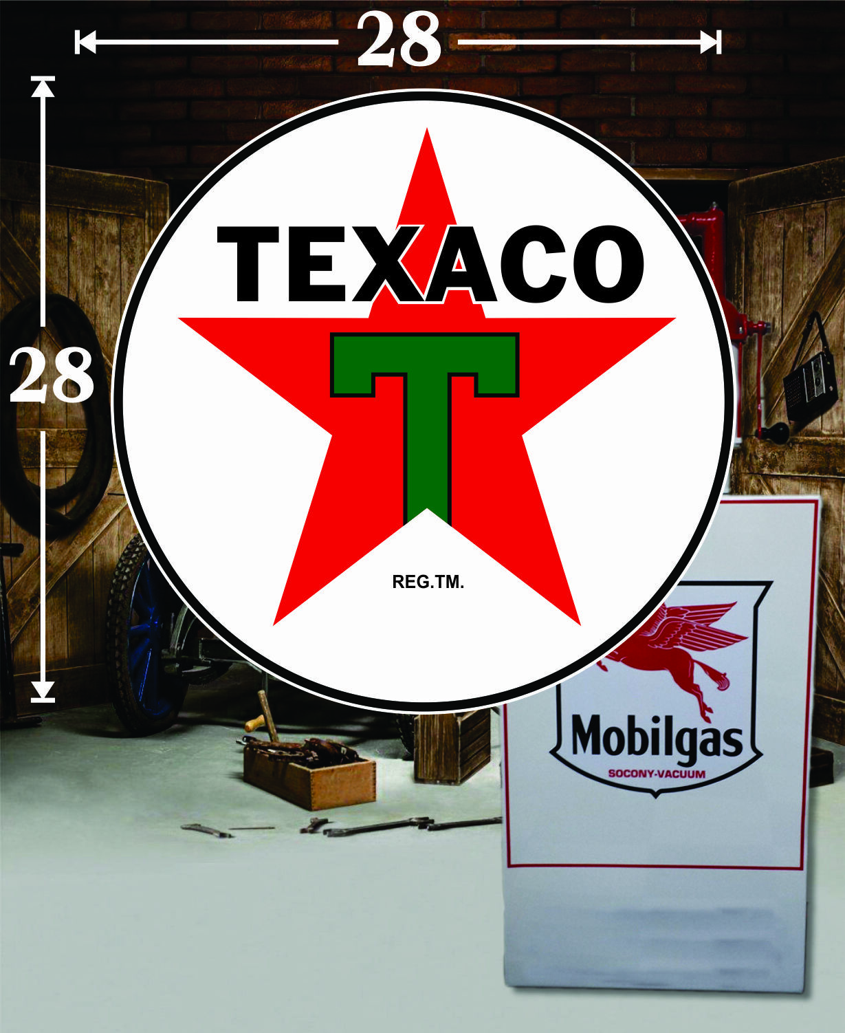 (1) 28" x 28" TEXACO Shield Gas Vinyl Decal Lubester Oil Pump Can ...