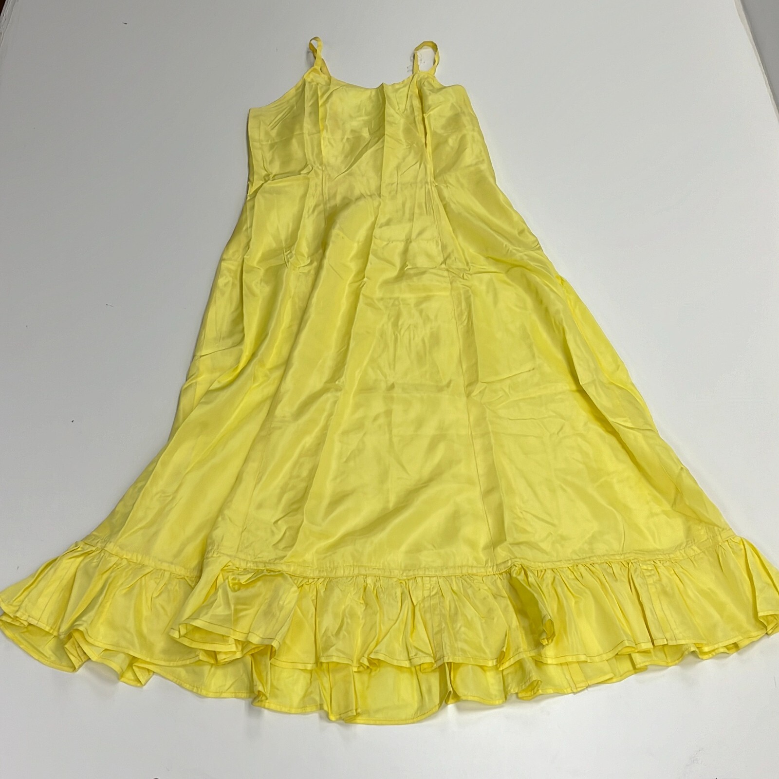 Vintage Yellow Long Under Dress Slip Ruffle Hem Size … - Gem