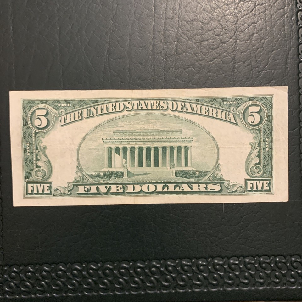 62694 Banknote Rare 1953 $5 5 Dollar bill Silver/blue Seal Crisp Paper ...