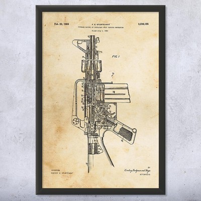 M16 Rifle Patent Wall Art Poster, Canvas or Framed Gun Club Art AR-15 ...