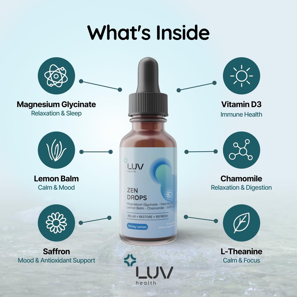 LUV Zen Drops: Anxiety and Stress Support Drops with Magnesium ...