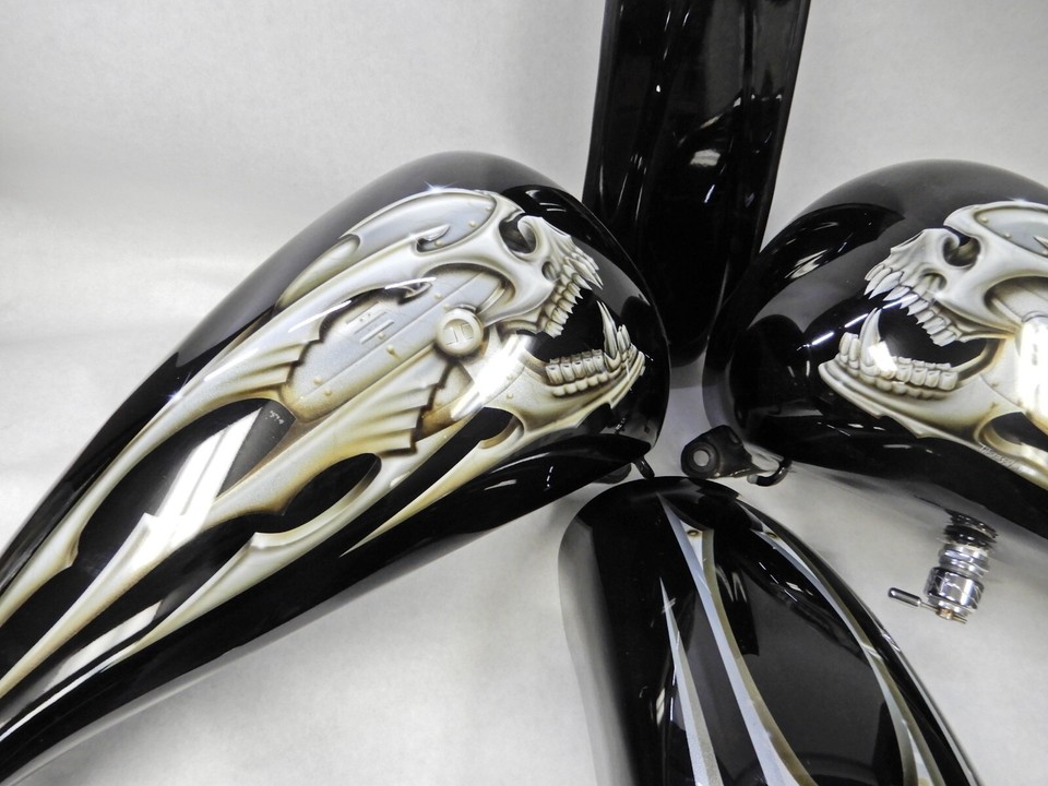 Custom BIOMECH SKULLS Paint Set TANK/FENDERS Harley SOFTAIL EVO/CUSTOM CHOPPER | eBay