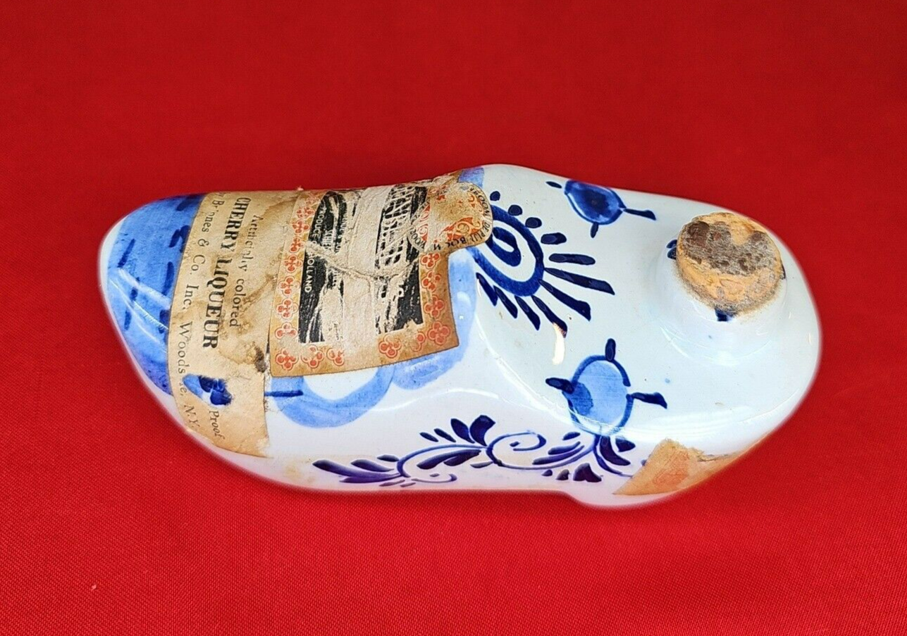 Vintage DELFT Clog Liqueur Bottle Shoe w/ Cork Blue RYNBENDE Distillery ...