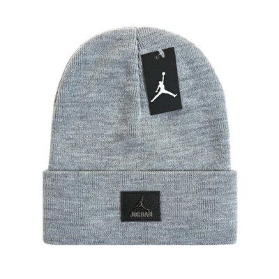 JORDAN Beanie UNISEX Gray Jump Man Winter Knit ONE SIZE CUFFED Beanie ...