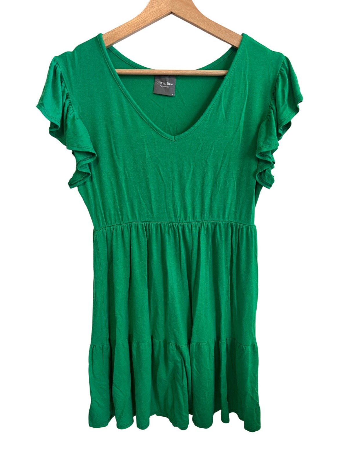 Olivia Rae New York Green Ruffle Sleeve Mini Babydoll… - Gem