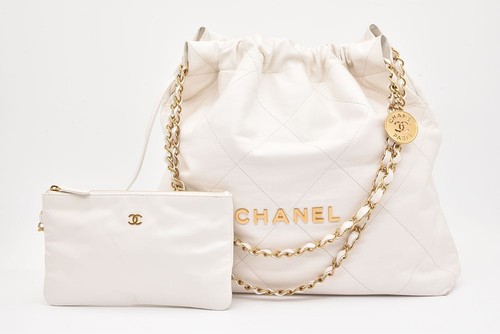 Chanel CHANEL 22 Small Handbag Chain Shiny Calfskin White AS3260 #018 ...