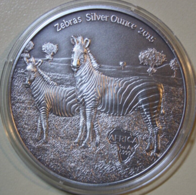 Africa-Congo 1000 Francs 2015 "Zebras" F#5440 Silver 1oz Antique Finish ...