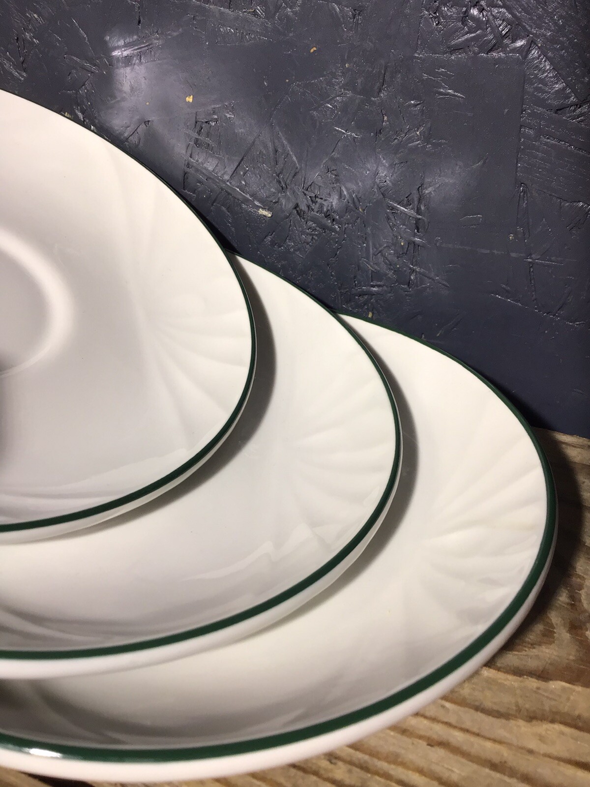 Duraline Dudson Saucers, White with Green Rim. | eBay UK