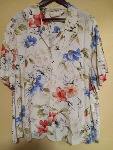 ALFRED DUNNER WOMANS BLOUSE Buntton Up PLUS SIZE 24W Floral MULTICOLOR ...