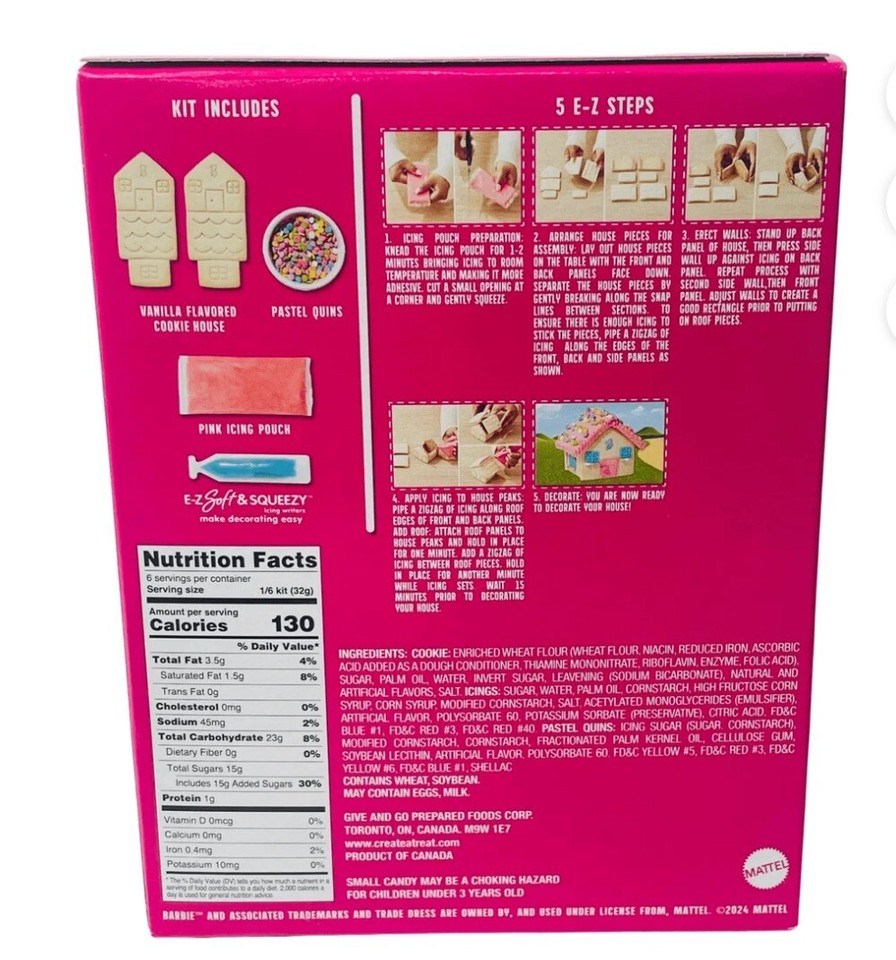 Barbie Cookie Dreamhouse Gingerbread House Kit Christmas Baking Pink ...