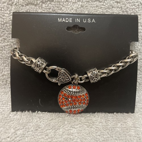 Baseball Rope Bracelet, Orange Rhinestones #5 | eBay