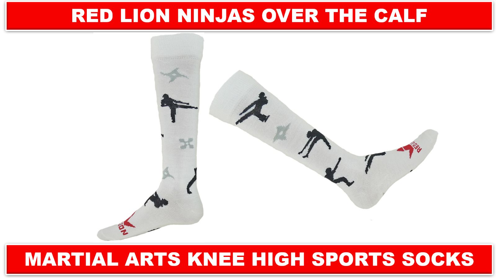 RED LION NINJAS MARTIAL ARTS KARATE OVER THE CALF KNEE HIGH SPORTS ...