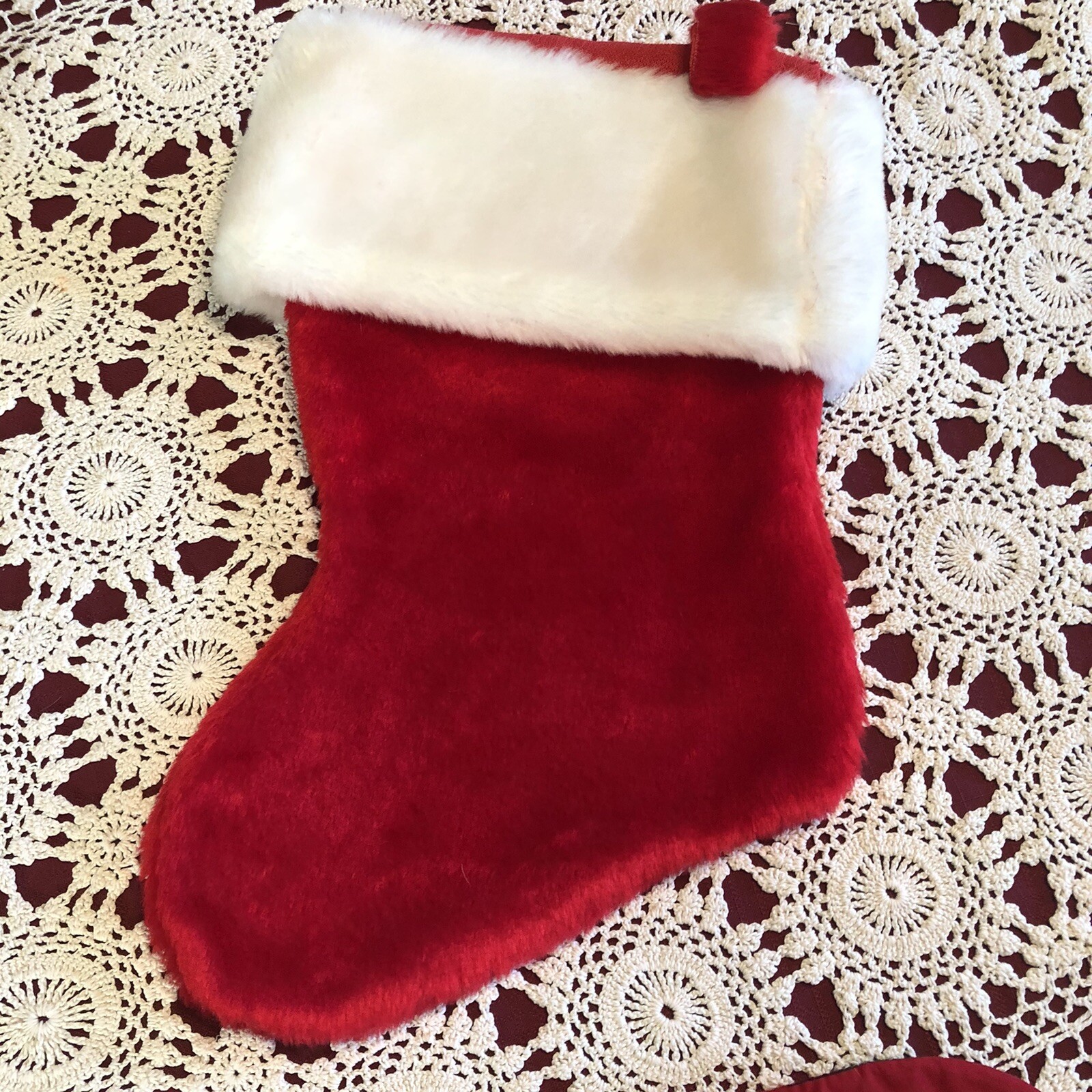 New Christmas Stocking Santa’s Boot Red & White Teddy Bear Fur NWOT | eBay
