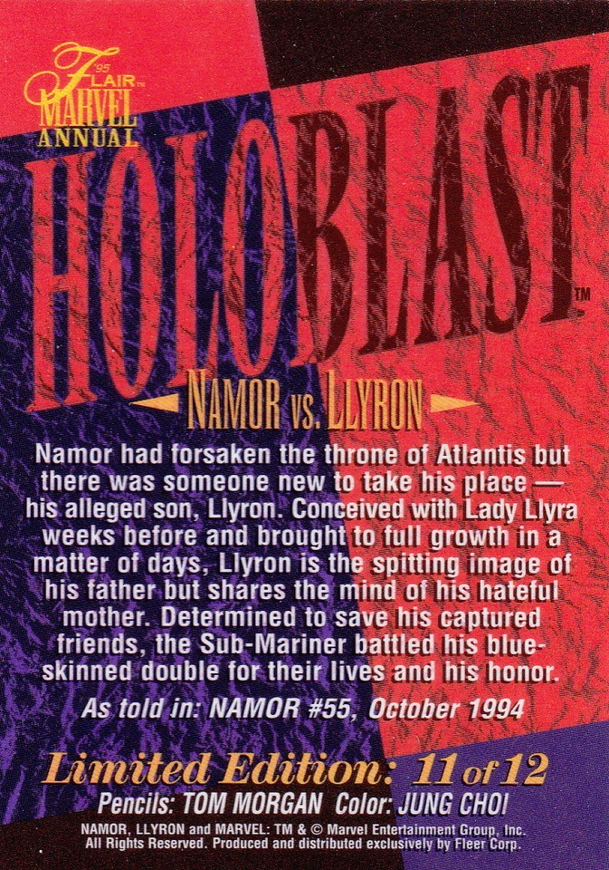 1995 FLAIR MARVEL ANNUAL HOLOBLAST NAMOR VS. LLYRON CARD #11 | eBay