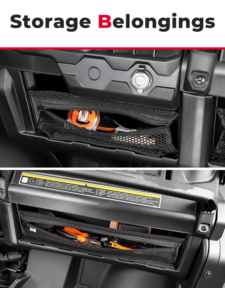 Dash Storage Cargo Compartment Nets for Can Am Defender HD8 HD10 16-23 ...