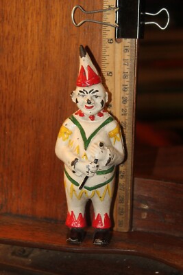 Antique AC Williams Cast Iron 1908 Circus Clown Penny Still Bank Jester ...
