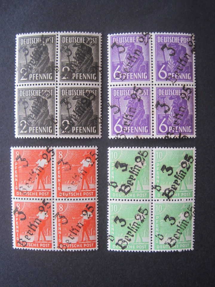 ++ SBZ BEZIRKSHANDSTEMPEL Bz. 3 BERLIN 25 KOMPLETTER 4er SATZ ...