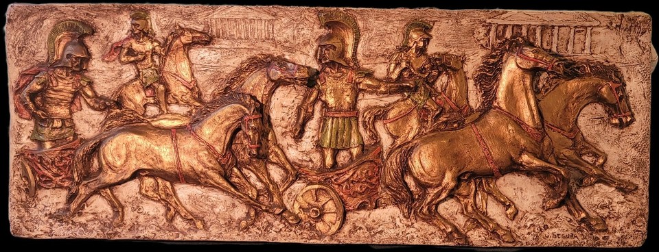 Rare J. Segura "Roman Warriors On Horses" Fiberglass Art Wall Sculpture ...