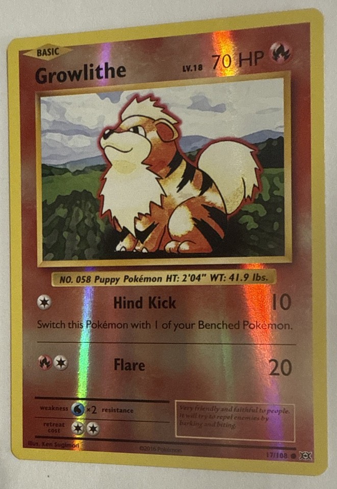Growlithe 17/108 Reverse Holo XY Evolutions Foil Pokemon TCG Card NM/M ...