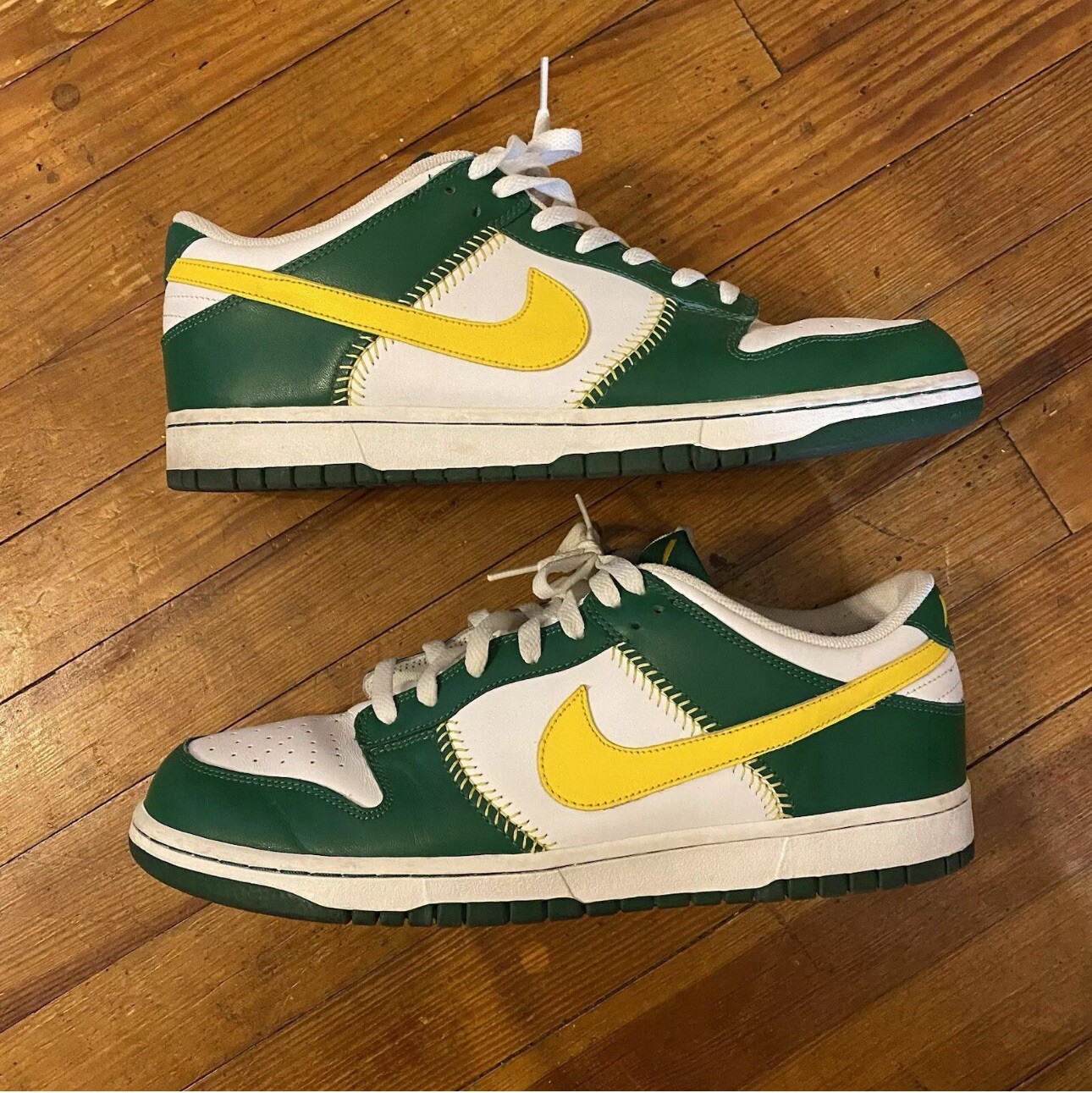 Nike Dunk Low Baseball Pack 2005 Mens 9.5 Green Yellow Oakland A's ...