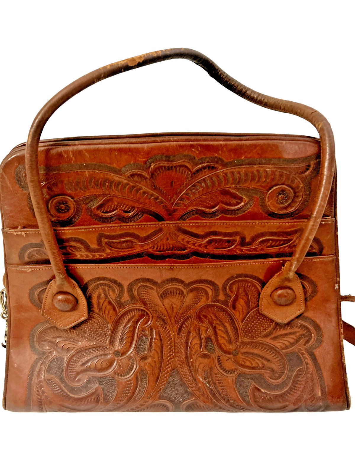 Vintage 1970 Mexican Western Tooled Leather Olvera S… - Gem