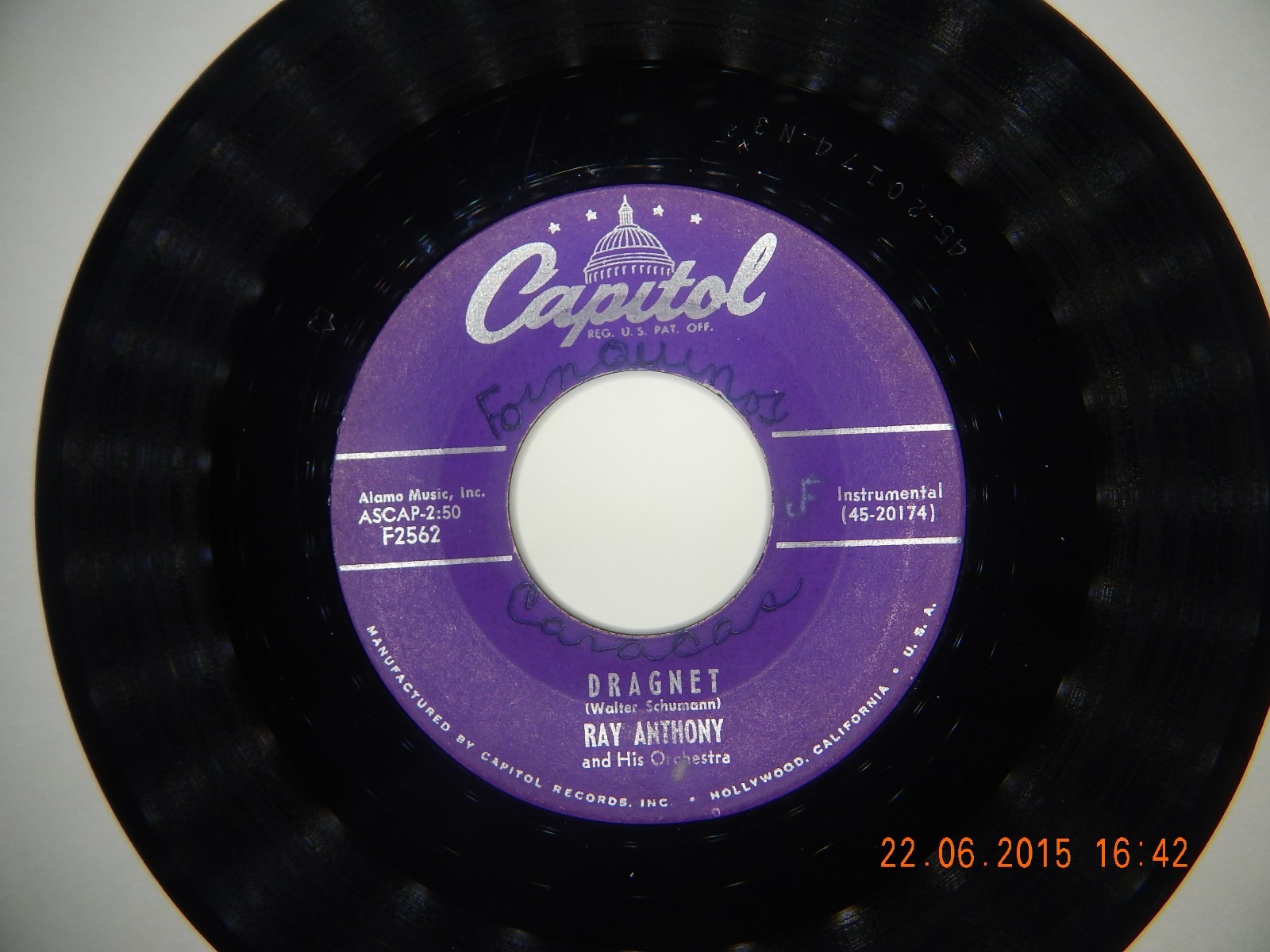 45 RPM RECORD, DRAGNET / DANCING IN THE DARK BY RAY ANTHONY. VG. | eBay