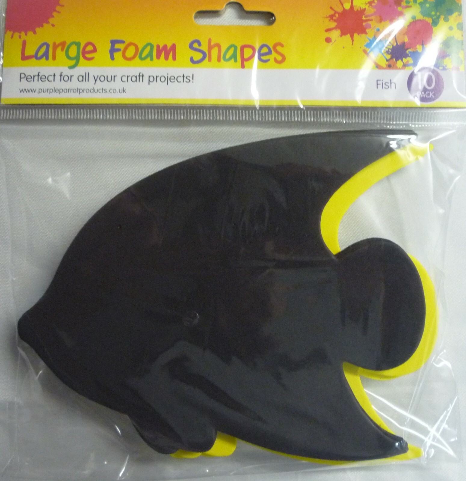 Pack of 10 Large Foam Shapes for Arts & Crafts (Fish, Pony, Bear, Love ...