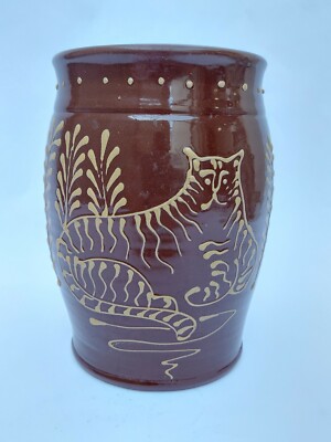 1994 Eldreth Pottery Redware Red Ware 7" David Eldreth Lancaster Tiger ...