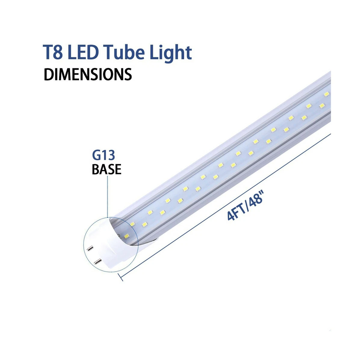 T8 8ft LED Tube Light Bulbs, Single Pin Fa8 Base, Dual Row, 60% OFF