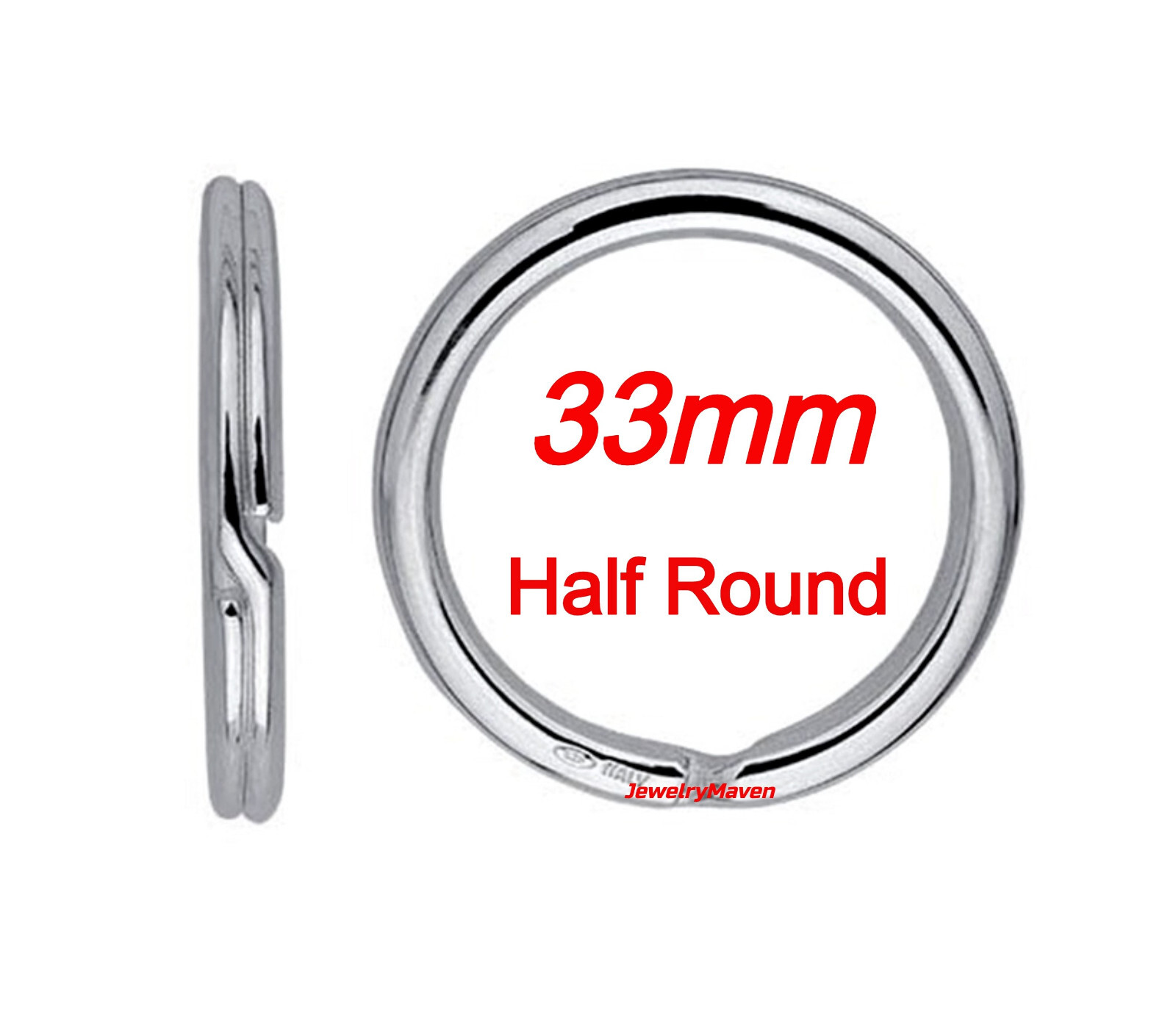 33mm LARGE 925 STERLING SILVER ROUND Split Ring KEYCHAIN KEY RING CHAIN ITALY | eBay