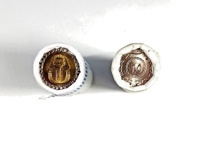 Egyptian 1 Pound Coin Roll (25 pieces) and 25 Piastres Coin Roll (40 ...