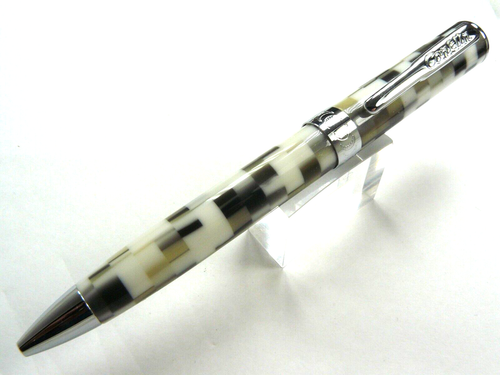 Conklin Stylograph Mosaic White & Brown w/ Chrome Trim Ballpoint Pen ...