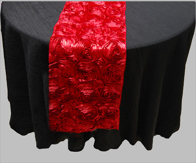 10 Red Rosette Rose Satin 3D Table Runners 12"x108" Ribbon Wedding ...