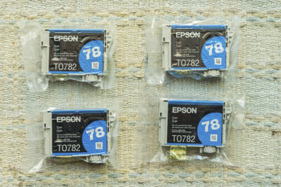 4 Epson 78 (T0782) Cyan Ink Cartridges GENUINE EPSON -for R260 R380 ...