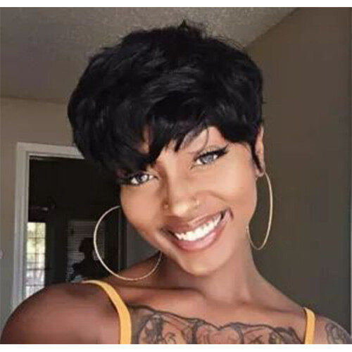 Short Pixie Cut Wig for Black Women Brazilian Human Hair Wigs None Lace ...