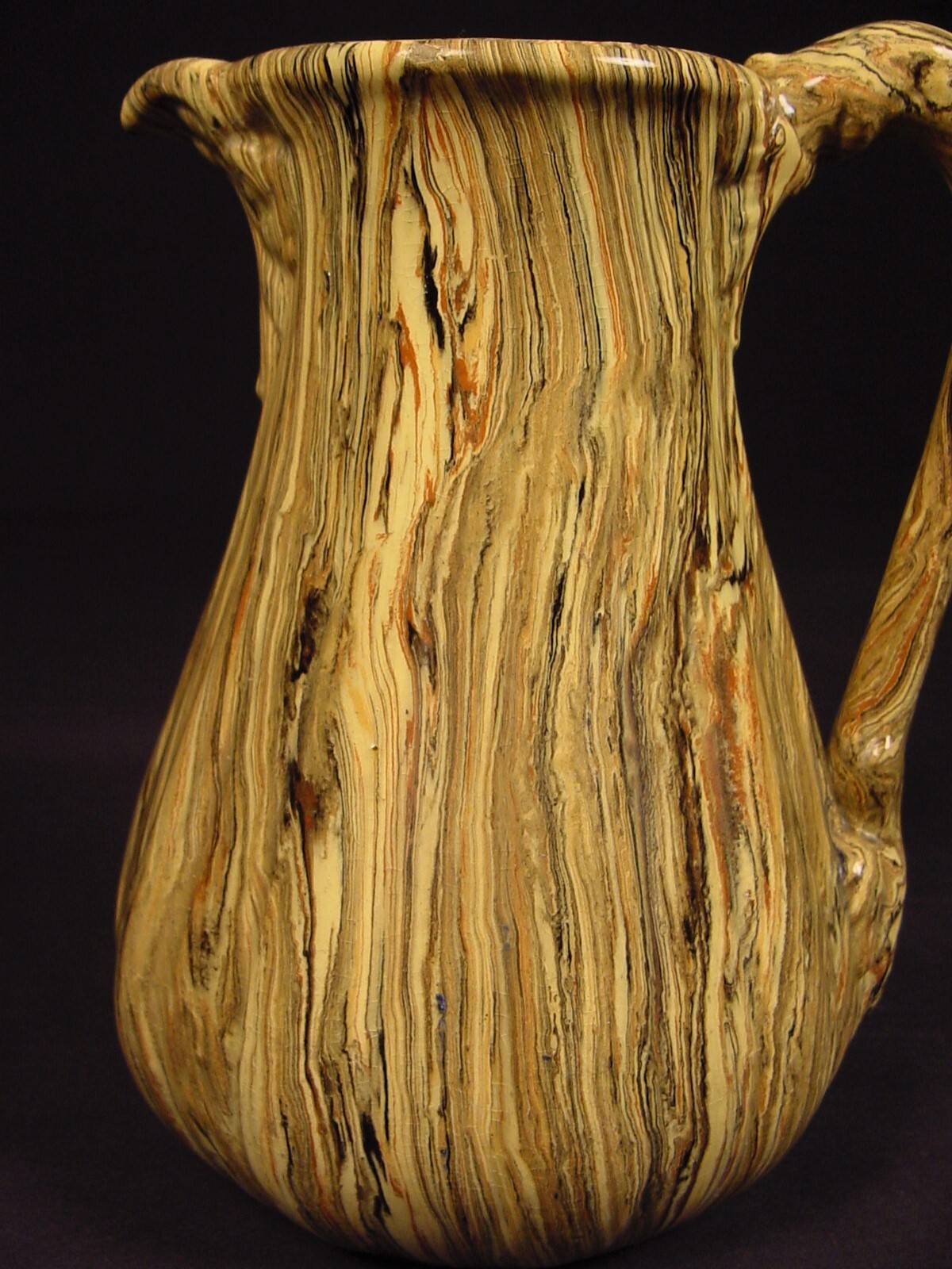 EXTREMELY RARE 1800s MARBLED AGATE PITCHER MOCHA MOCHAWARE YELLOW WARE ...