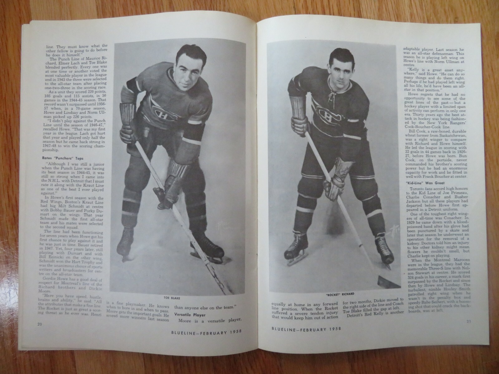 HOCKEY BLUELINE February 1958 BOSTON BRUINS Magazine DON McKENNEY No ...