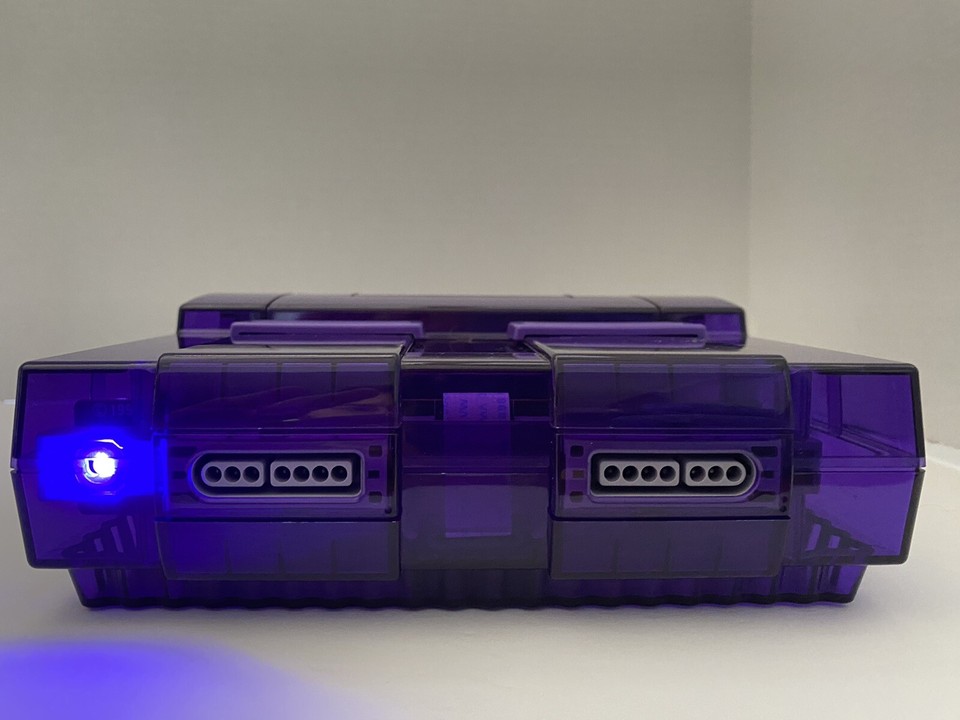 Super Nintendo Console SNES Transparent Purple Shell Blue Power Light ...