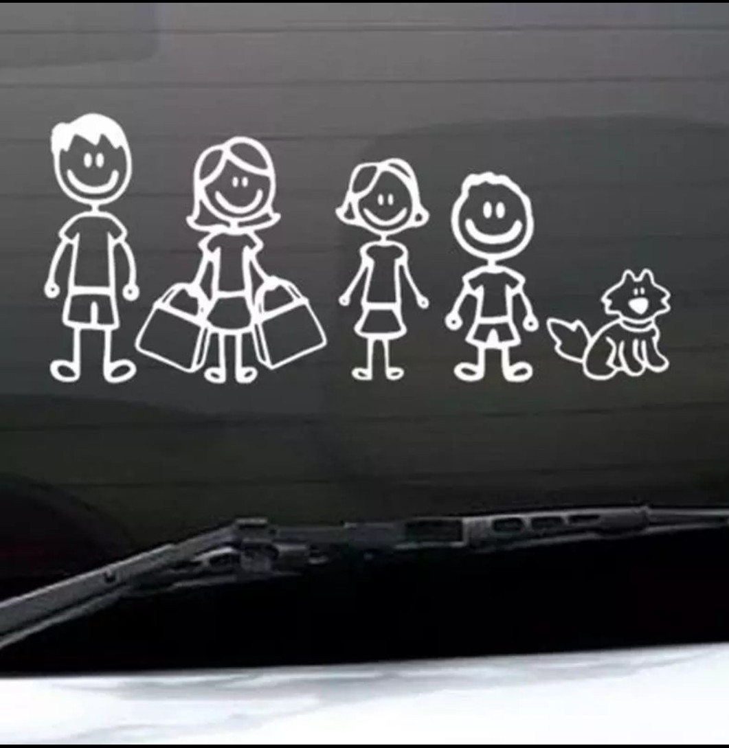 My Family Dad Mom girl boy pet cat/ dog car truck decal sticker white ...