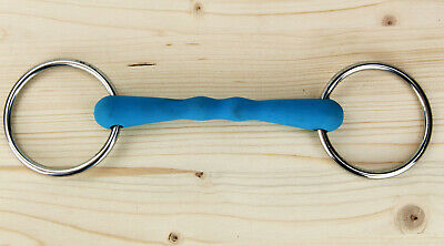 Filet with Rings with Flexible Cannon Flexible Blue Rubber Snaffle | eBay