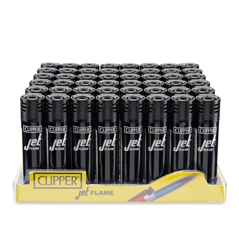 CLIPPER REFILLABLE LIGHTER JET FLAME SOLID BLACK 4 PACK - 48 PACK FREE ...