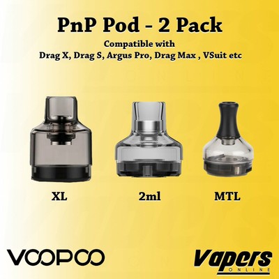 Voopoo PnP Replacement Pod 2 pack - 2ml, XL & MTL VSuit,Drag X, Drag S ...