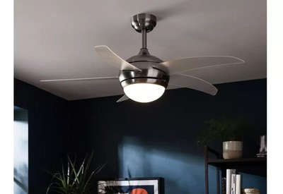 Manhattan Ceiling Fan Satin Nickel 108cm Remote Control E27 LED No ...