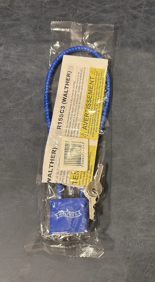 Walther Regal Firearm Gun Safety Cable Lock Brand New R15SC3 15" 2 Keys ...