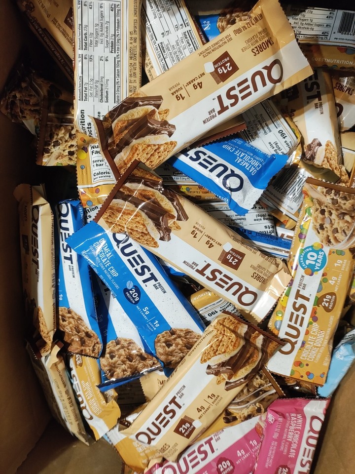 110 Quest Assorted Protein Bars Cookies &Cream, Chocolate Chip Cookie ...