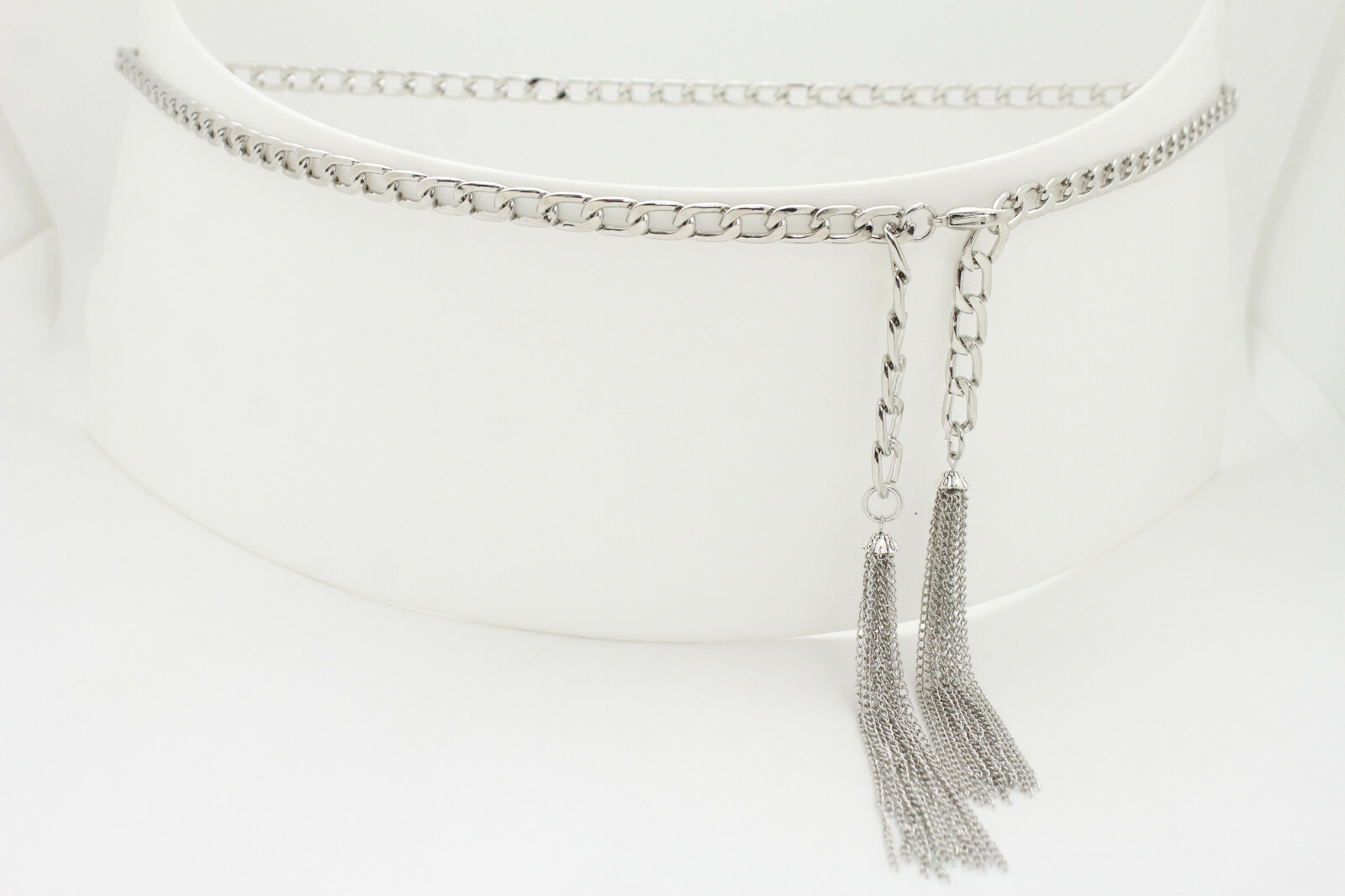 Women Shiny Metallic Silver Metal Chain Tassel Charm Fringes Fashion ...