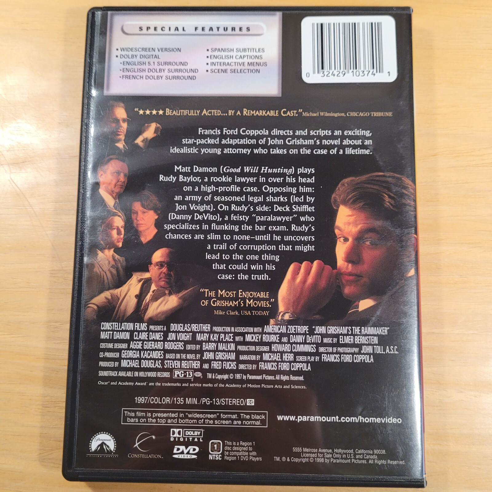 John Grisham's The Rainmaker (DVD, 1997) for sale online | eBay