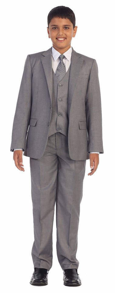 Magen Kids Boys SLIM FIT Formal Bridal 7 Pcs Set Suit S1-18 GRAY 2 ...