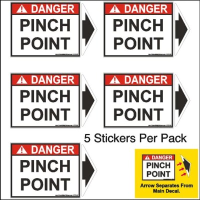 Pinch Point Safety Sticker Printed with Detachable Arrow | eBay